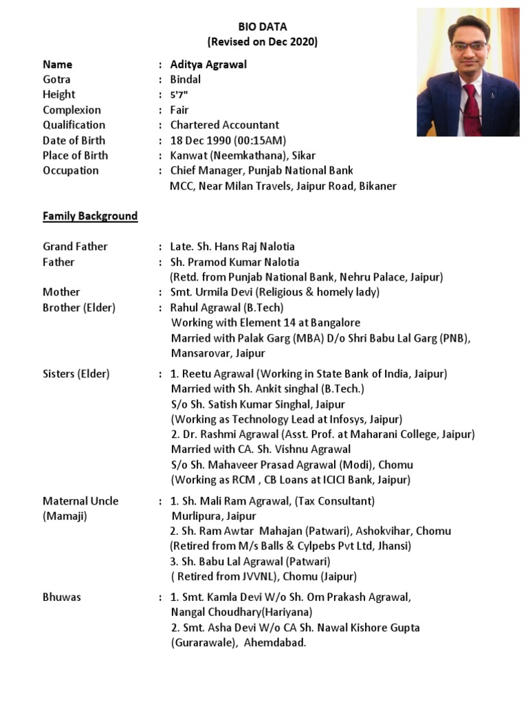 Aditya Bio-Data (Revised) | PDF