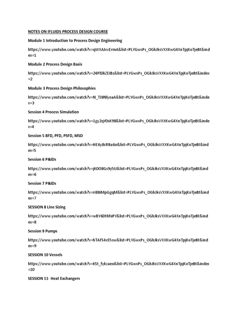Process Engineering Course by Ifluids | PDF