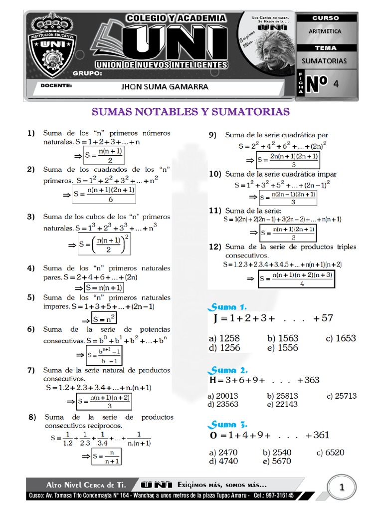 Series y Sumatorias Po | PDF