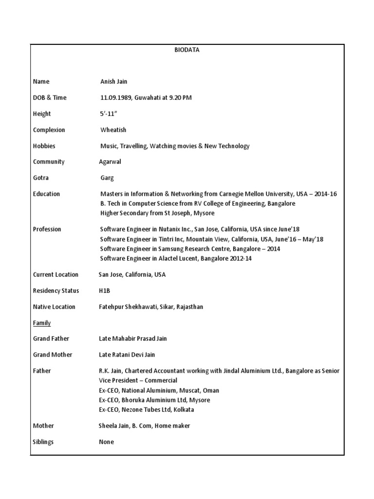 Anish Jain: Profile and Background | PDF