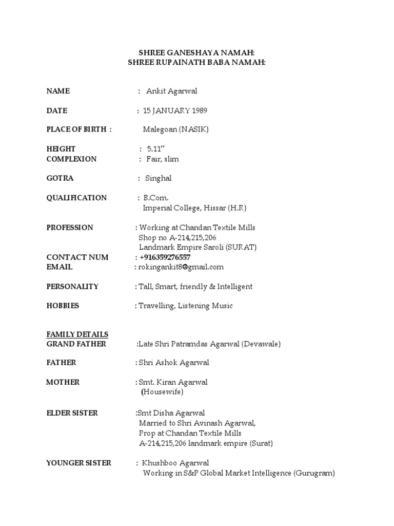 Ankit Biodata pdf.1 | PDF