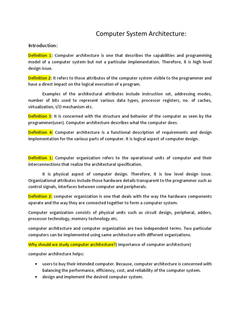 Chapter 1 Basic Computer Architecture Pdf