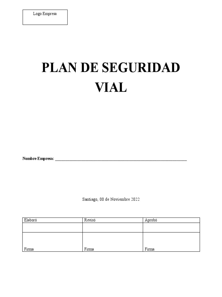 Plan de Seguridad Vial | PDF | Licencia de conducir | Seguridad vial