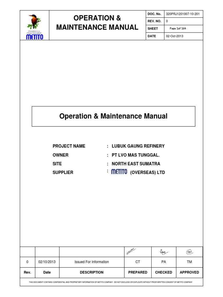 320PRJ1201007-10-201 - O&M MANUAL - Rev 0 | PDF | Membrane | Osmosis
