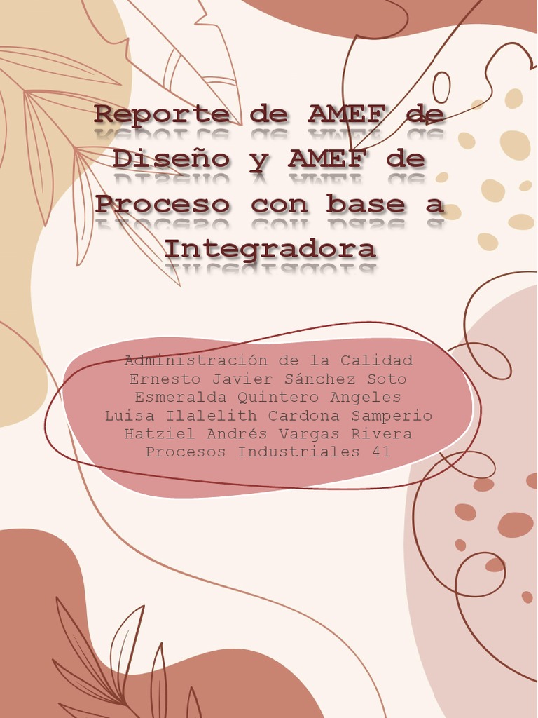 Reporte de AMEF de Diseño y AMEF de Proceso | PDF