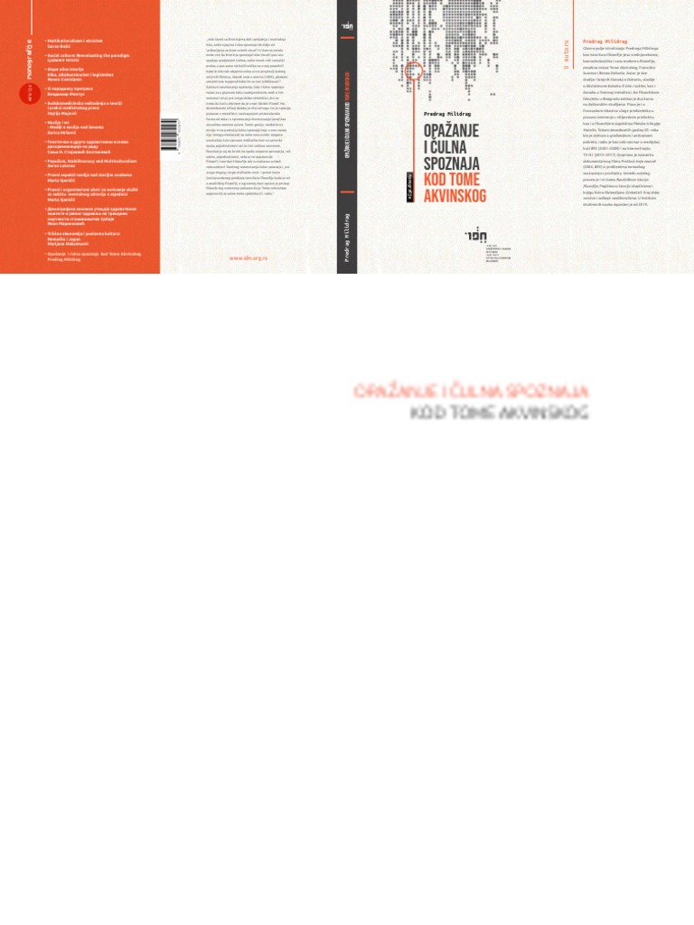 Milidrag Opazanje I Culna Spoznaja T Akvinskog 2021 | PDF