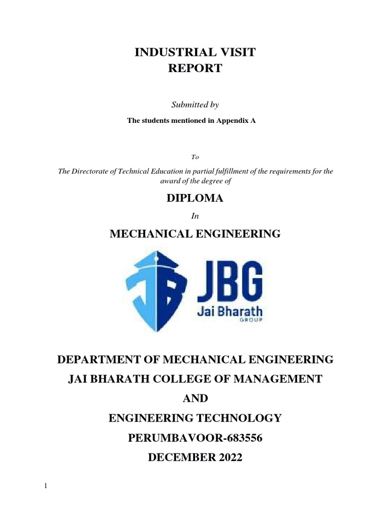 Industry visit report for diploma | PDF | Nondestructive Testing ...