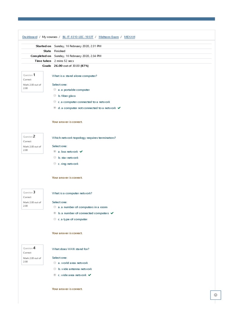MEXAM - Attempt Review26-30 | PDF | Computer Network | Channel Access Method