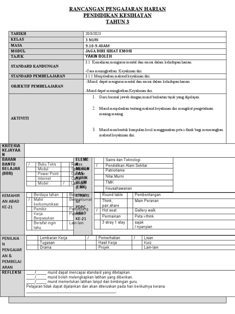 RPH PK Minggu 11 | PDF