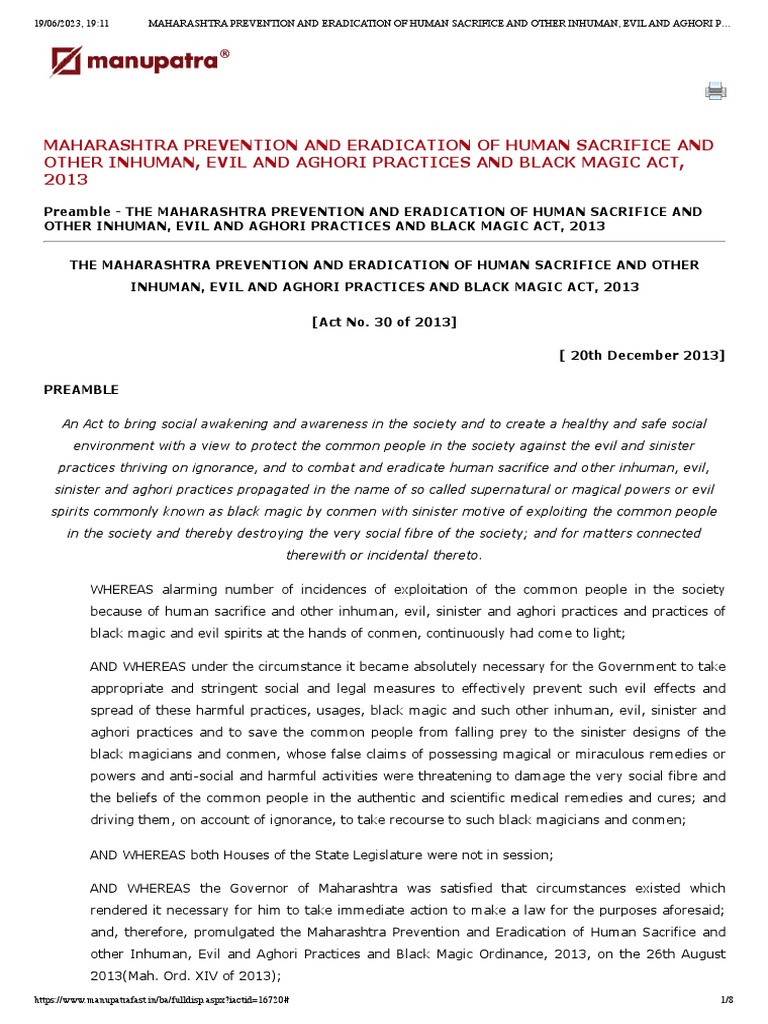 Maharashtra Prevention and Eradication of Human Sacrifice and Other ...
