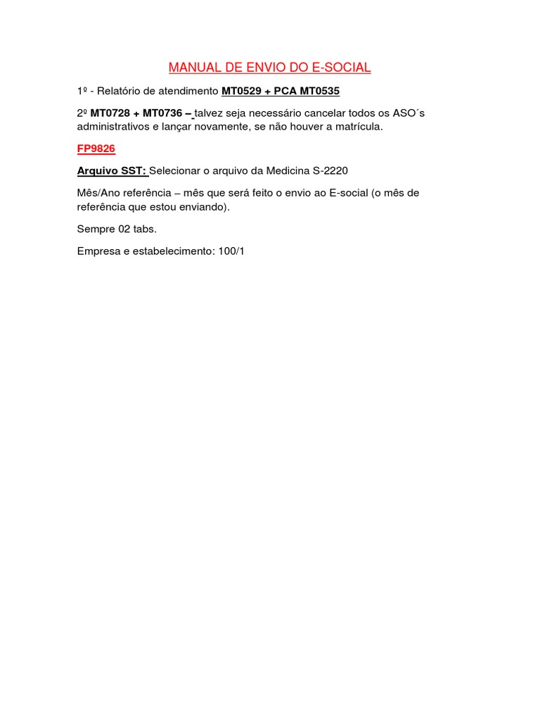 Manual Do E-Social | PDF