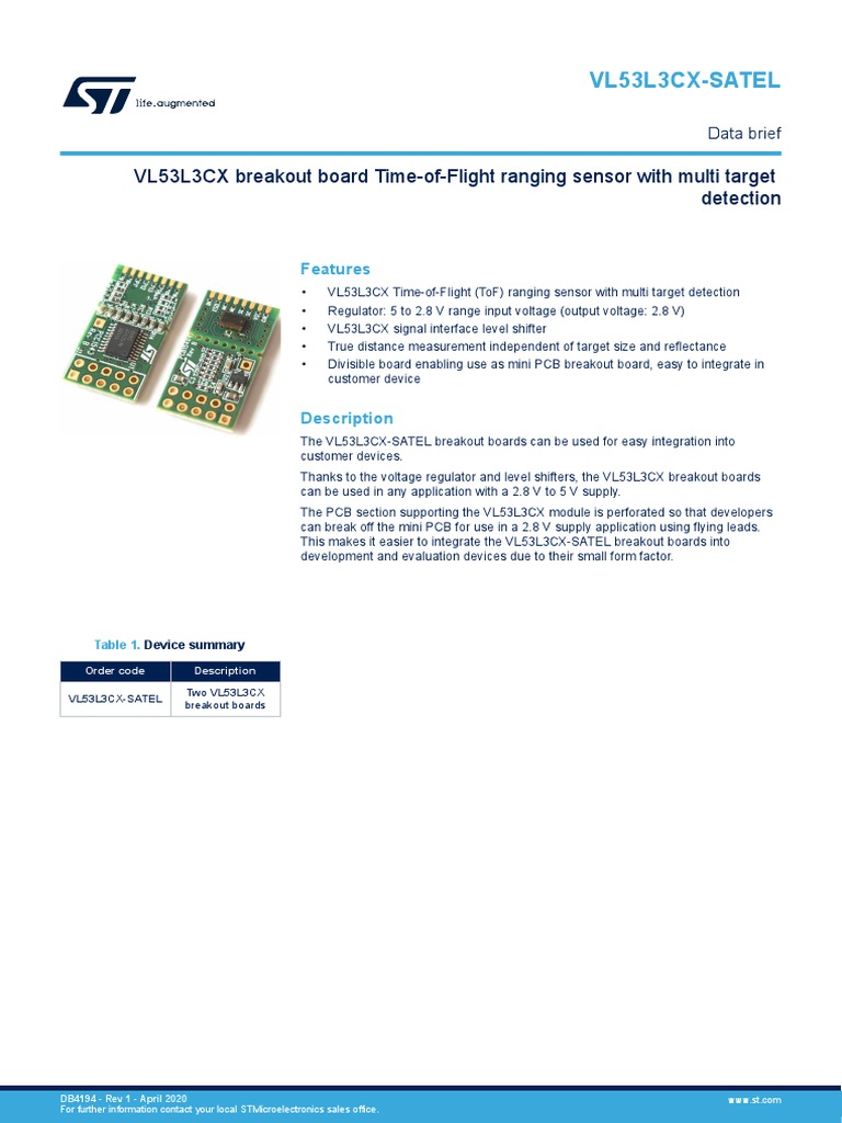 vl53l3cx Satel | PDF | Computer Engineering | Electrical Engineering