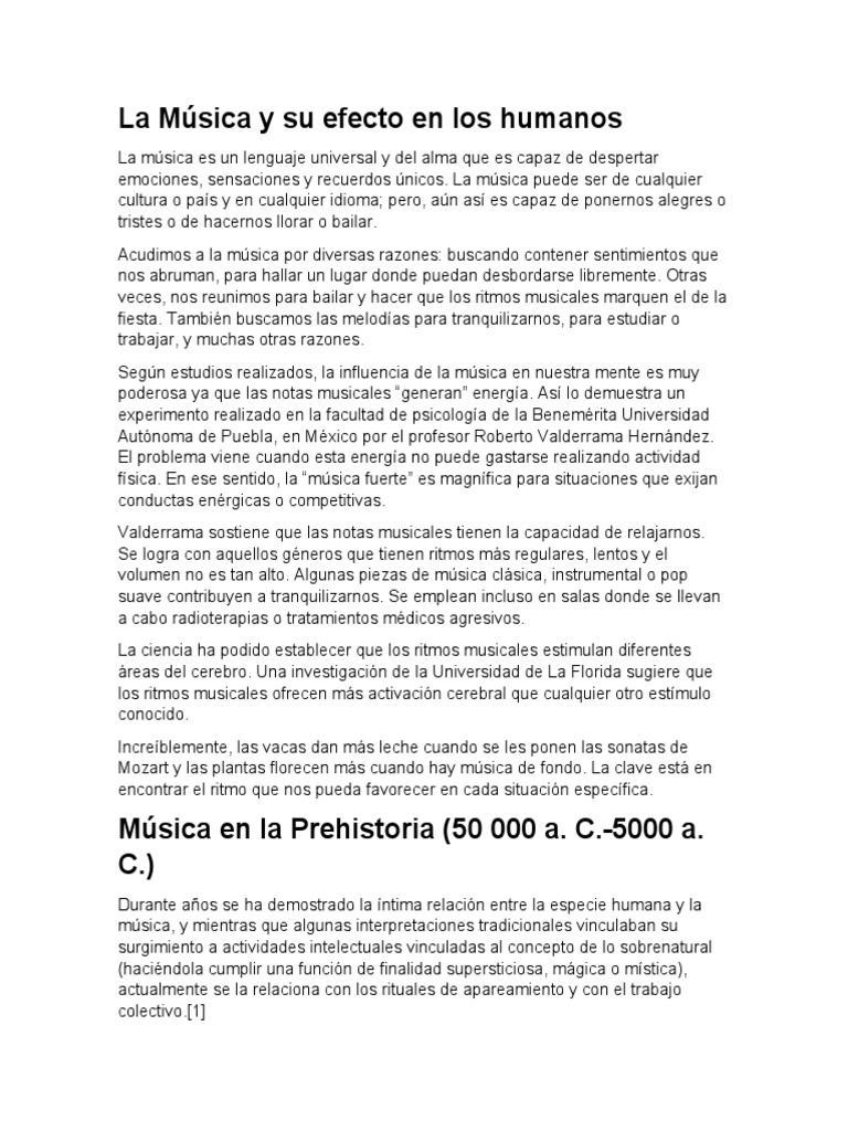 La Música y Sus Efectos | PDF | Instrumentos musicales | Ritmo