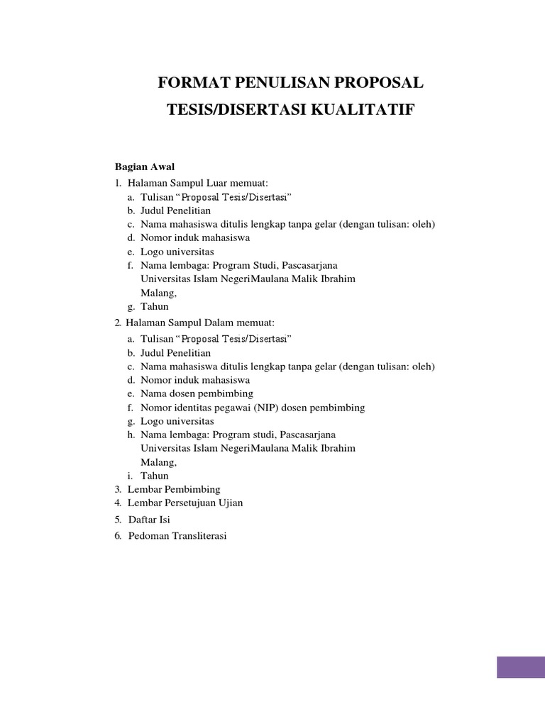 1 - Format Penulisan Proposal Tesis | PDF