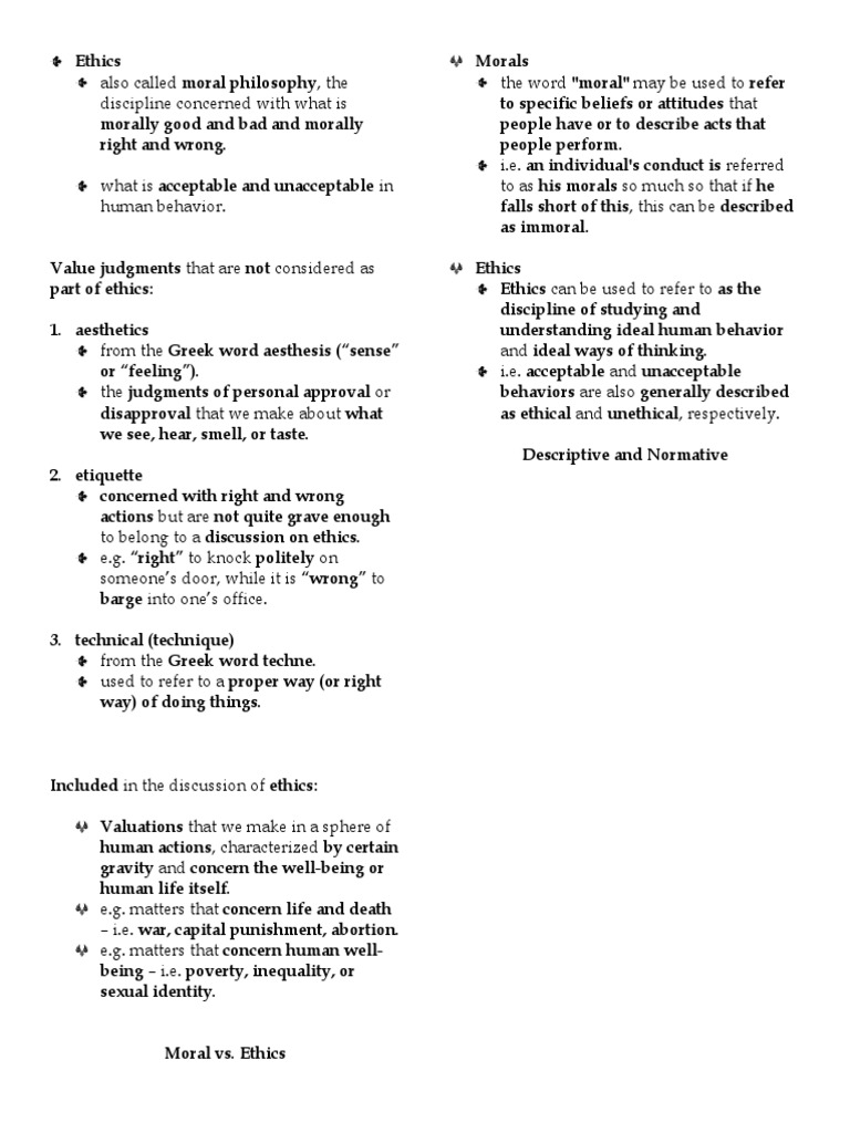 Ethics NOTES | PDF