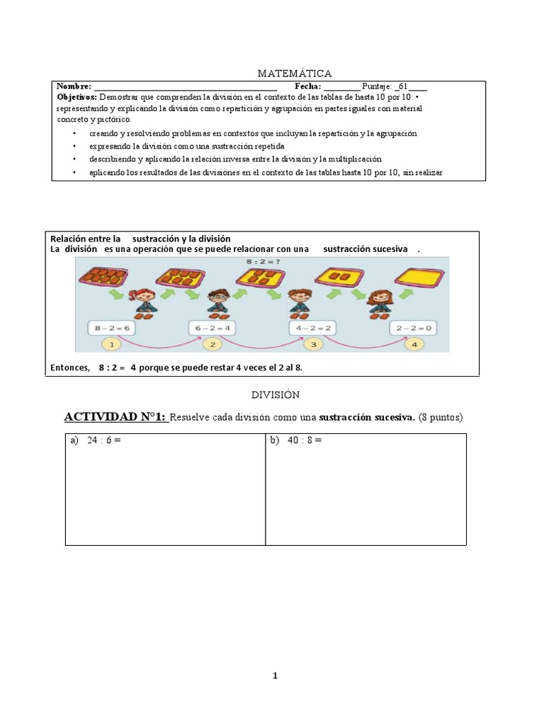 División y Reparto Equitativo para Niños | PDF | División (Matemáticas ...
