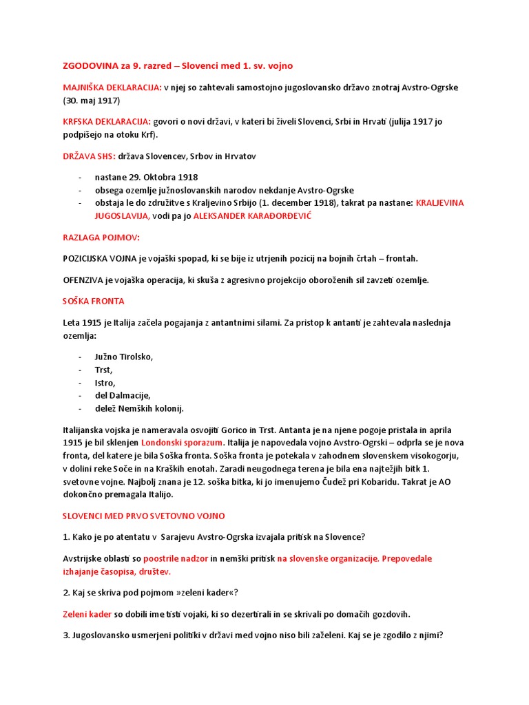 ZGODOVINA Za 9. Razreddocx | PDF