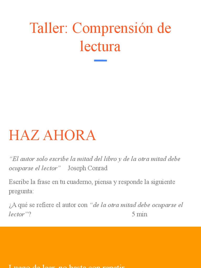 Taller Comprensión De Lectura Pdf Escritores Comprensión Lectora