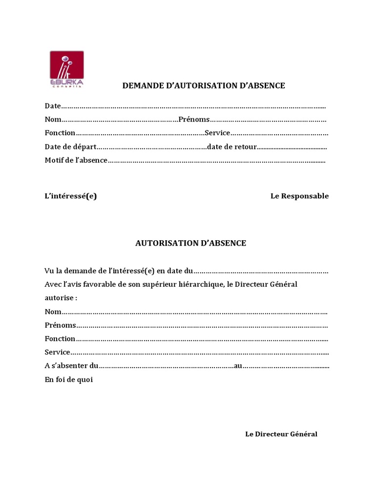 Demande D'autorisation D'absence | PDF