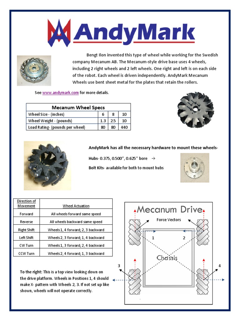 Mecanum Wheel Spec Sheet | PDF