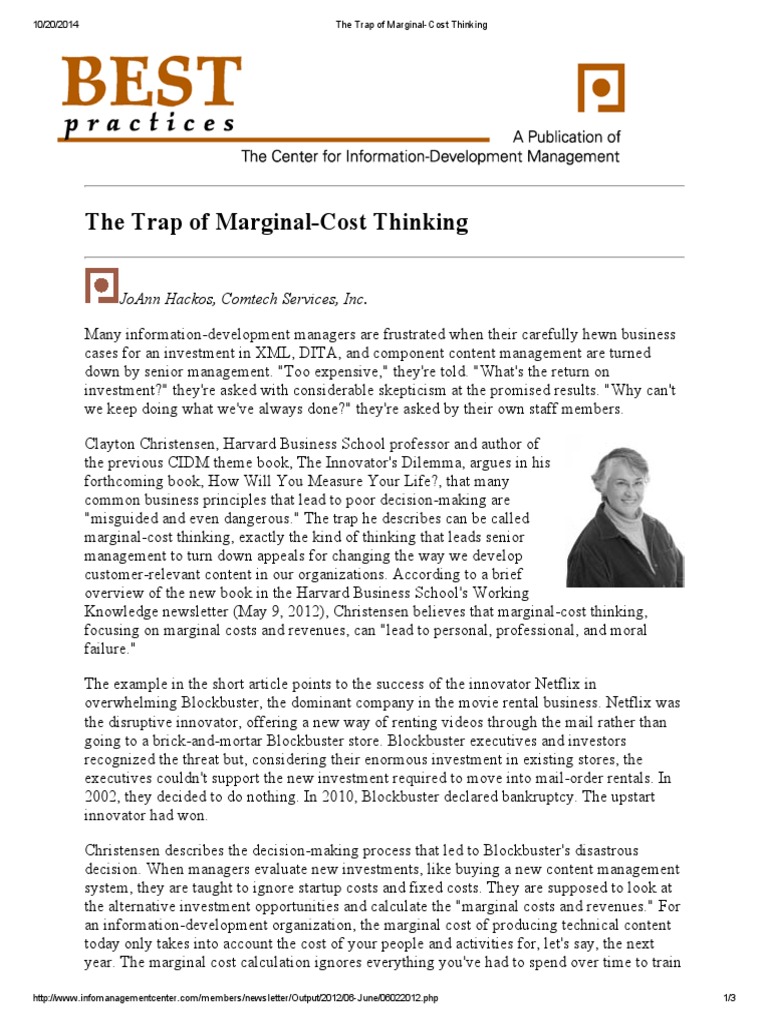 Avoid Marginal-Cost Thinking Pitfalls | PDF | Marginal Cost | Startup ...