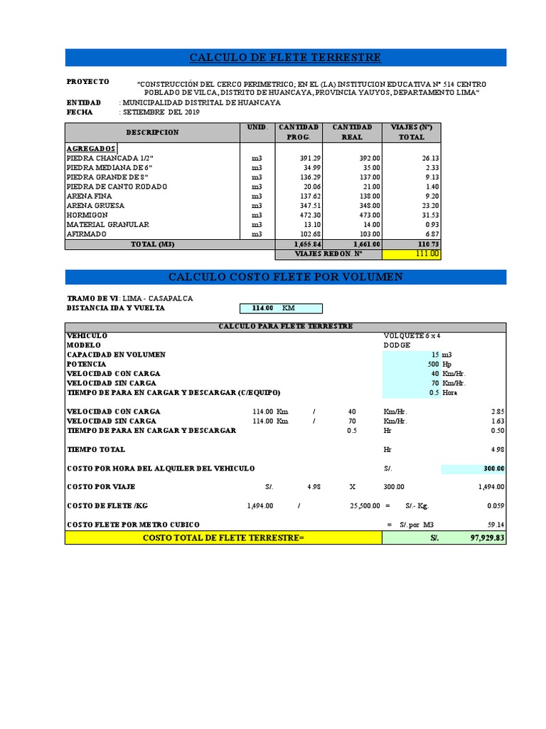 Calculo de Flete | PDF | Ingeniero civil | Ingeniería de Edificación