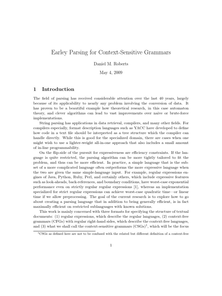 Context Sensitive Earley | PDF | Regular Expression | Parsing