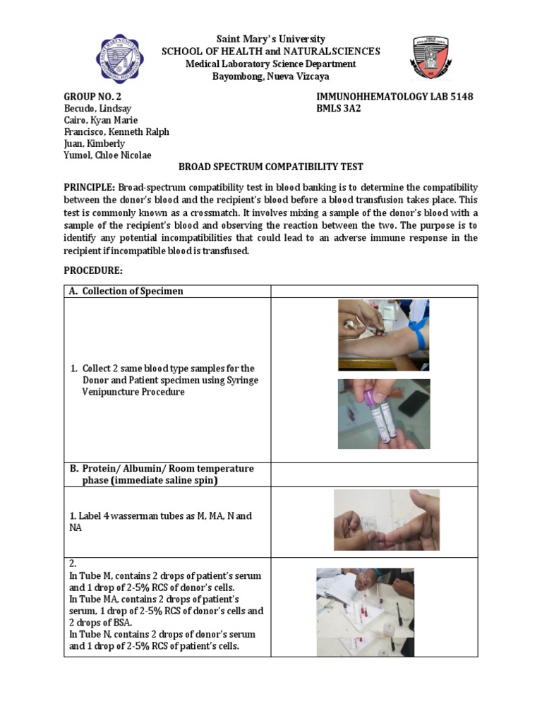 Compatibility Test | PDF | Blood Plasma | Blood Transfusion