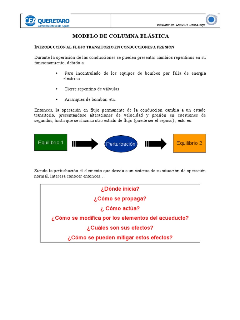 Flujo Transitorio en Conducciones a Presión | PDF | Ecuaciones ...