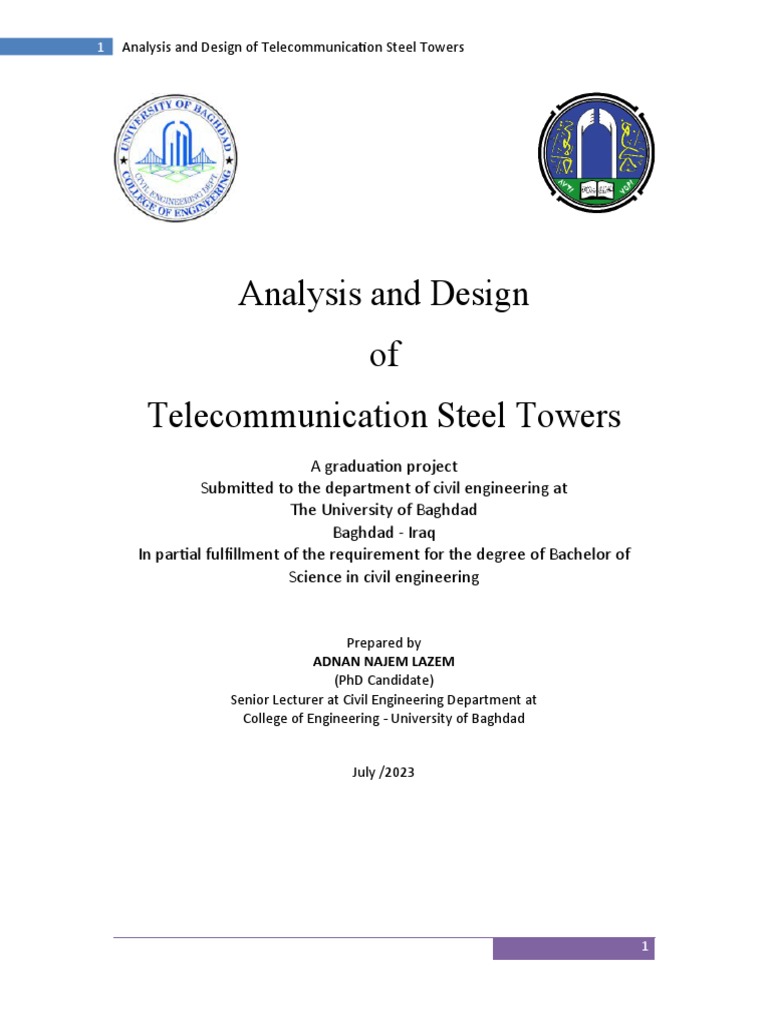 Telecom Tower Design and Analysis Guide | PDF | Matrix (Mathematics ...