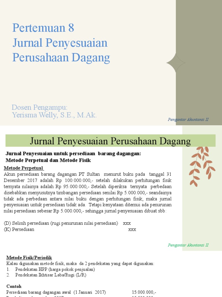 Pertemuan 8 - Jurnal Penyesuaian Perusahaan Dagang | PDF
