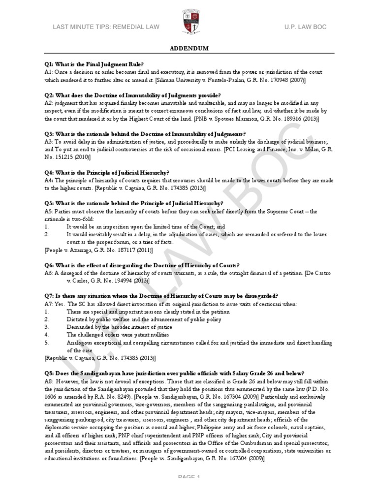 40b UP-BOC-Rem-LMT-Addendum | PDF | Summary Judgment | Pleading