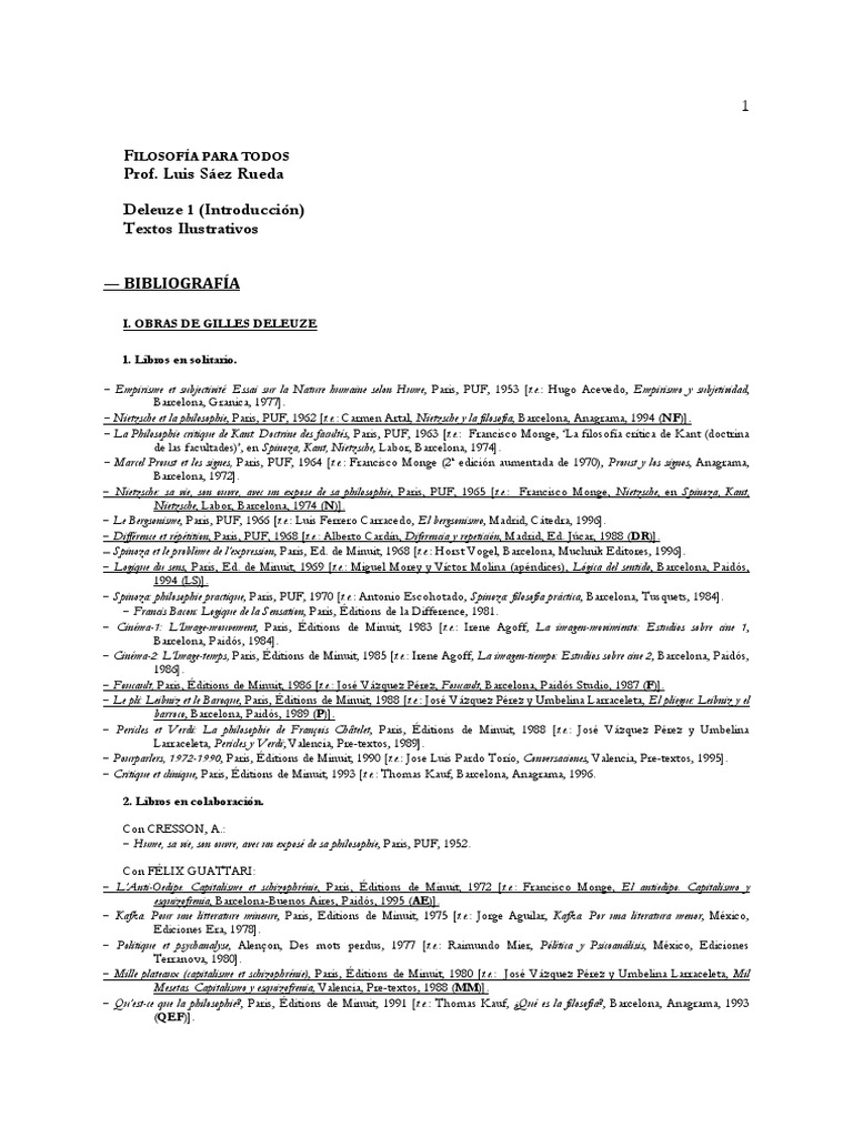 Deleuze 1 Introduccion | PDF | Gilles Deleuze