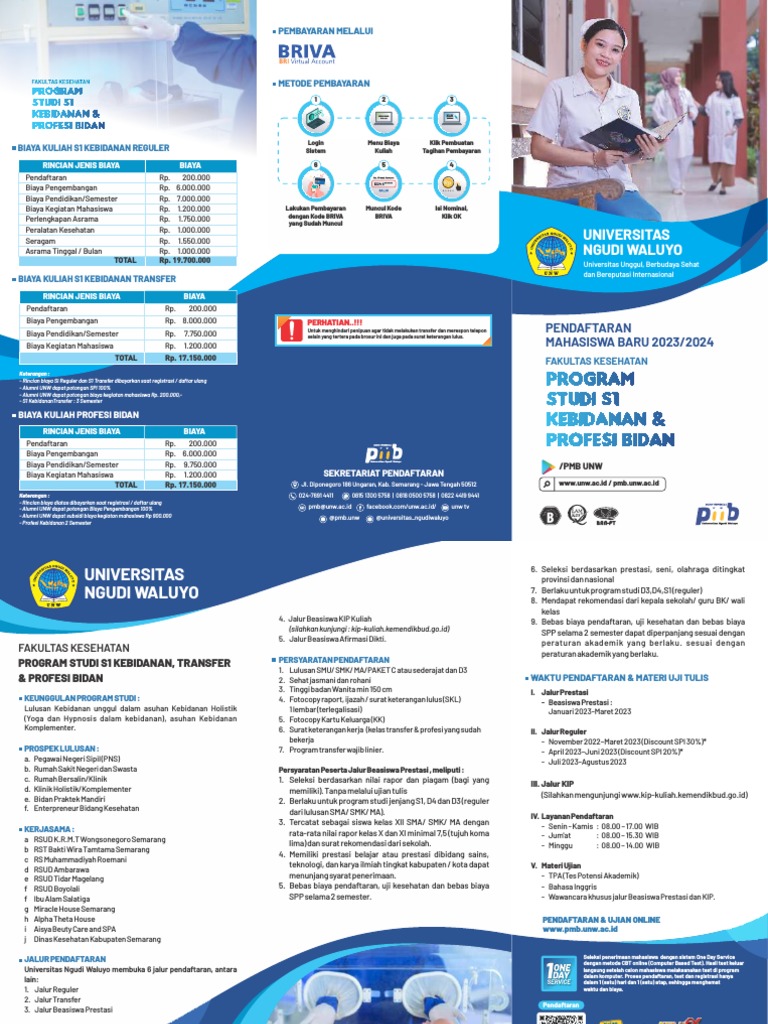 Brosur S1 Kebidanan Reguler, Transfer Dan Profesi Kebidanan 2023 | PDF