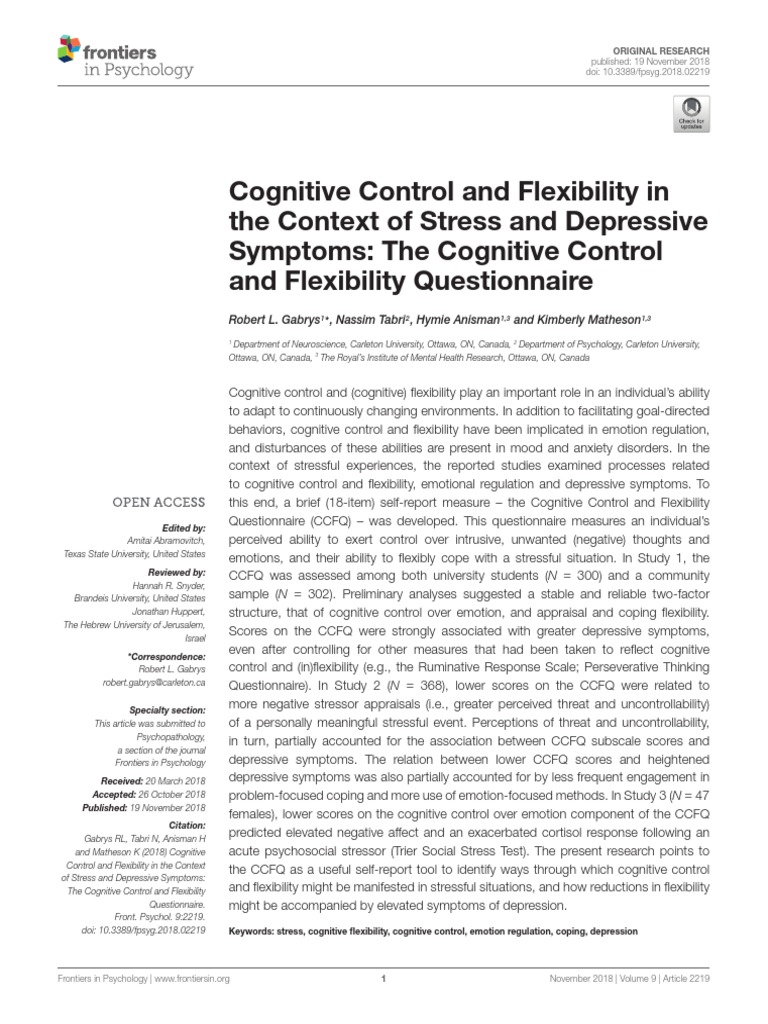 Cognitive Control and Flexibility in The Context of Stress and Depressive Symptoms The Cognitive ...