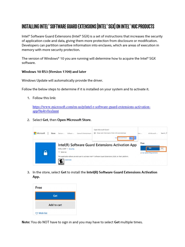 Intel(r) Sgx Installation Guide for Intel(r) Nuc Products | PDF