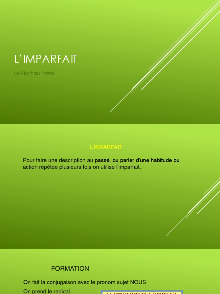 Leçon sur l'imparfait de l'indicatif | PDF