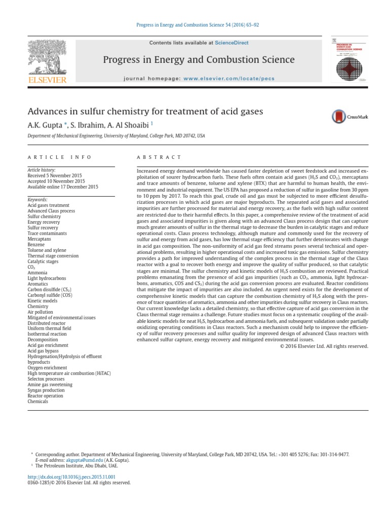 Advanced Sulfur Recovery Techniques | PDF | Benzene | Chemical Substances