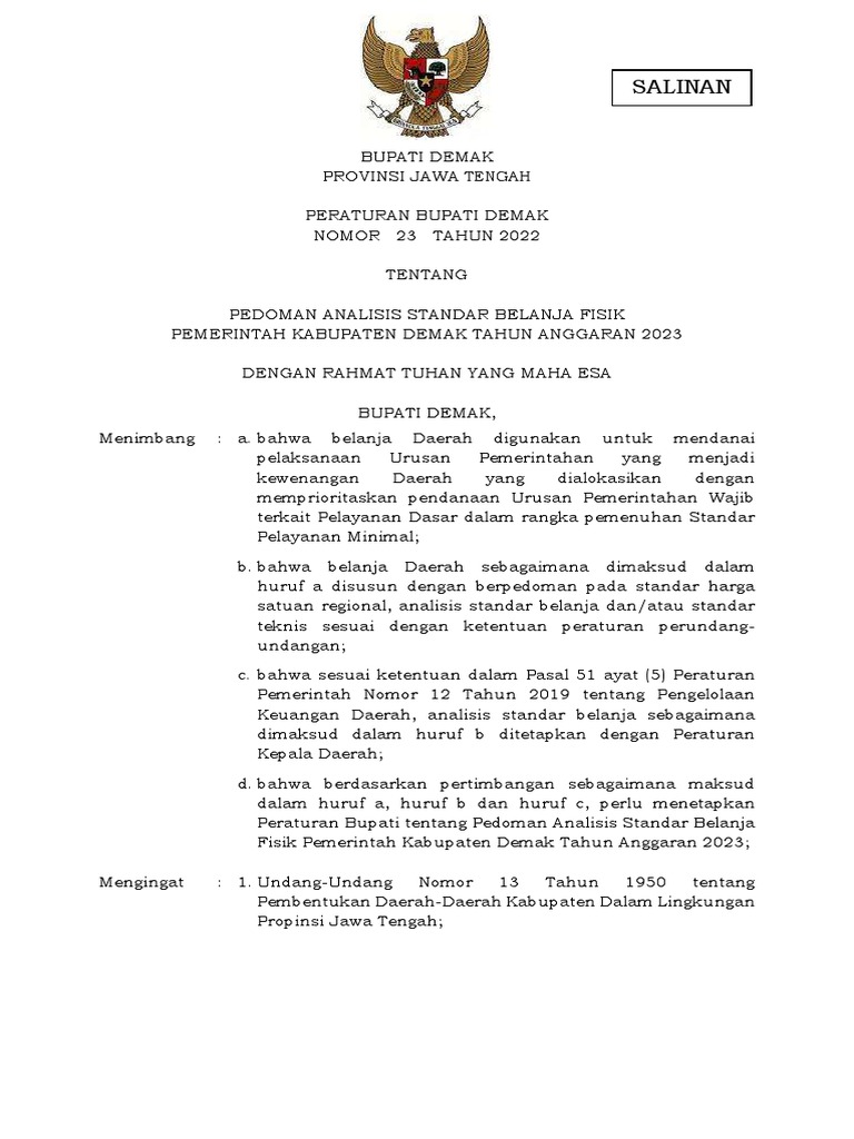 Perbup No 23 Tahun 2022 | PDF