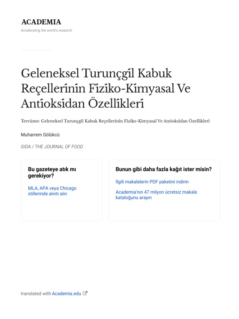 Geleneksel Turungil Kabuk Reellerinin Fiziko-Kimyasal Ve Antioksidan Zellikleri - TR | PDF