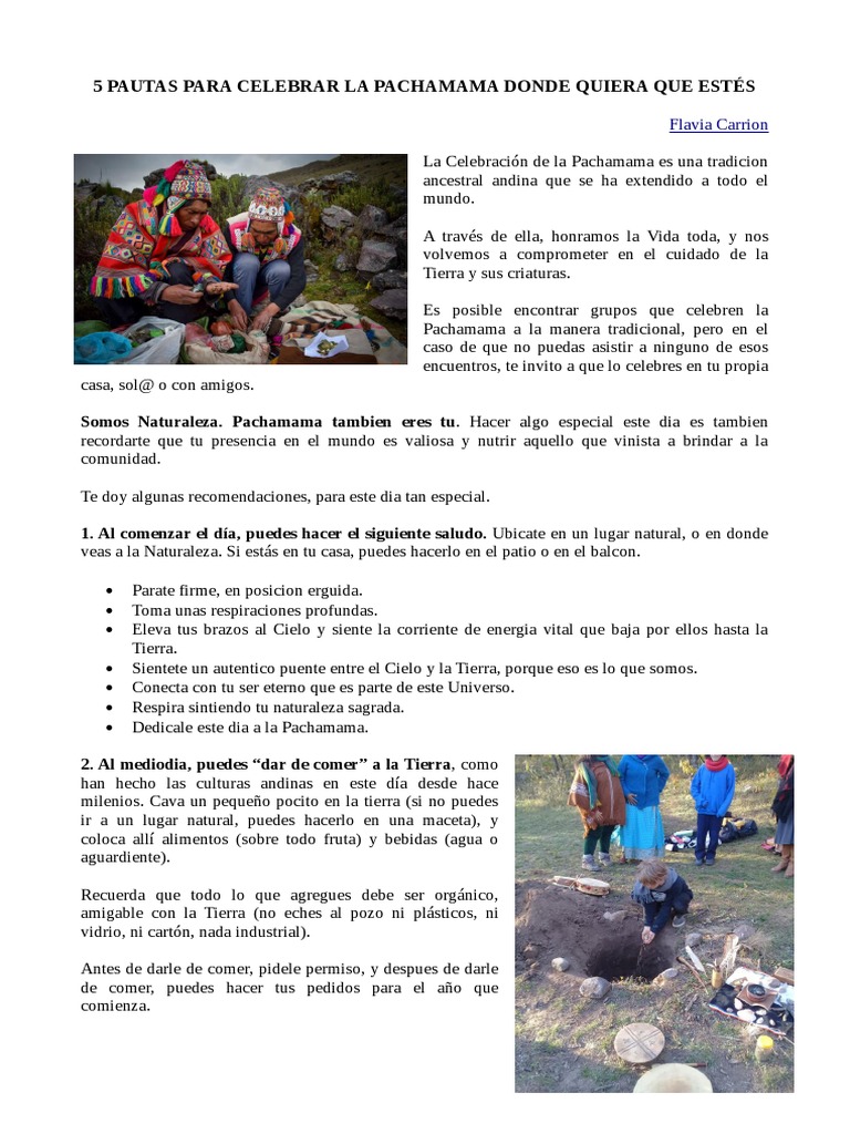 5 Pautas para Celebrar La Pachamama | PDF