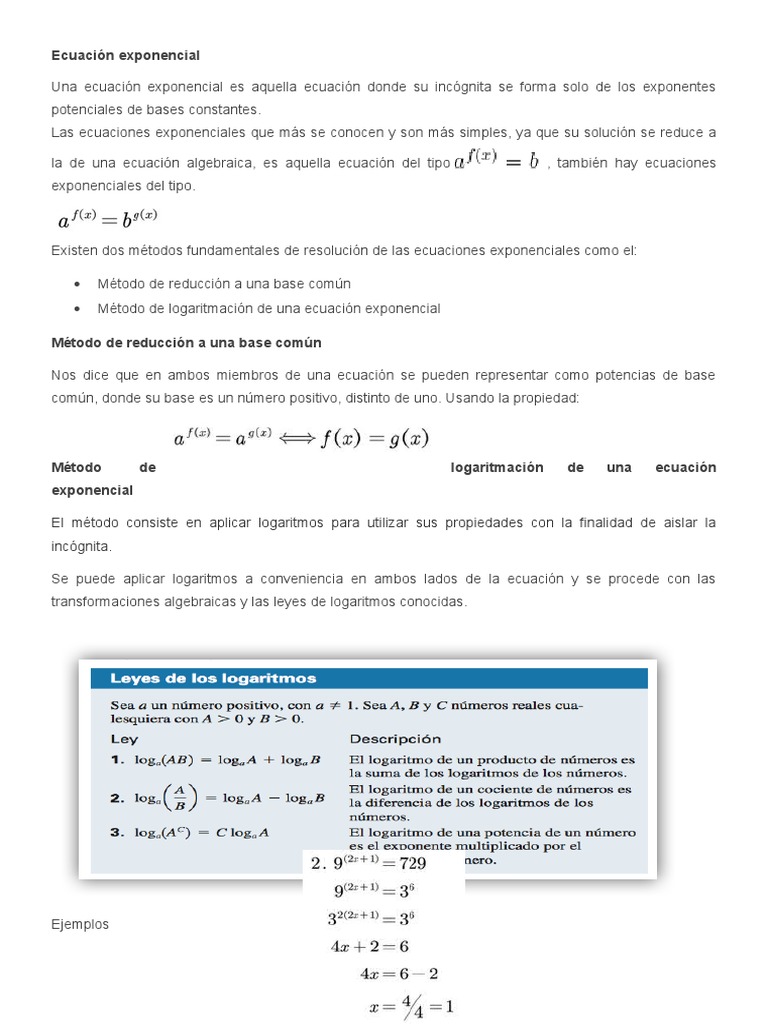 Ecuación exponencial | PDF | Logaritmo | Ecuaciones