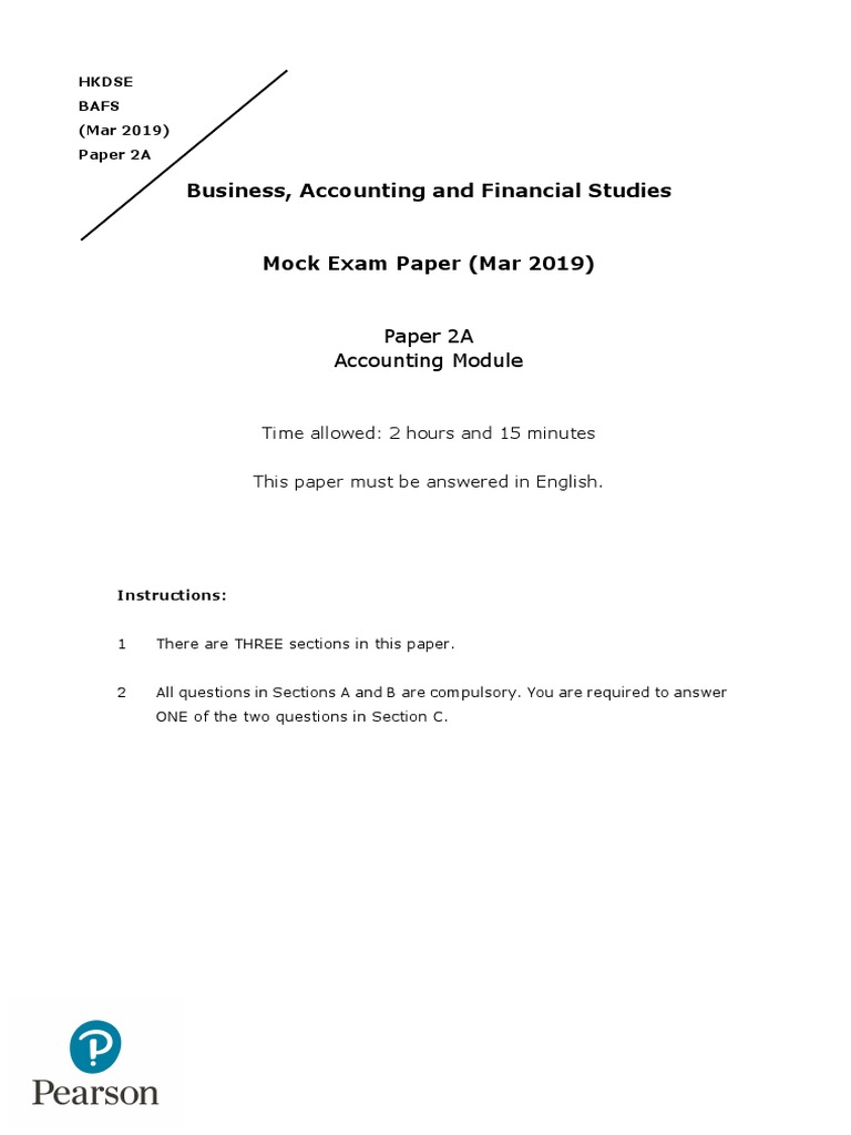 Mar 2019 Paper 2A Questions Eng | PDF | Cheque | Cash