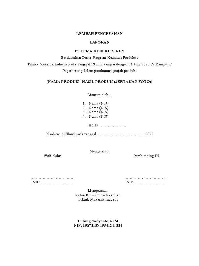 Lembar Pengesahan P5 | PDF