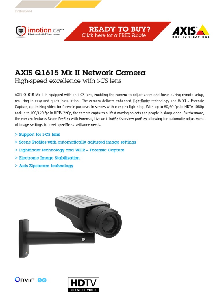 Axis Q1615 | PDF | Camera | Frame Rate