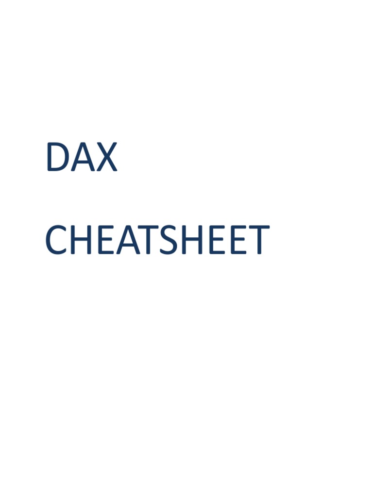 DAX Cheat Sheet | PDF | Arithmetic Mean | Median