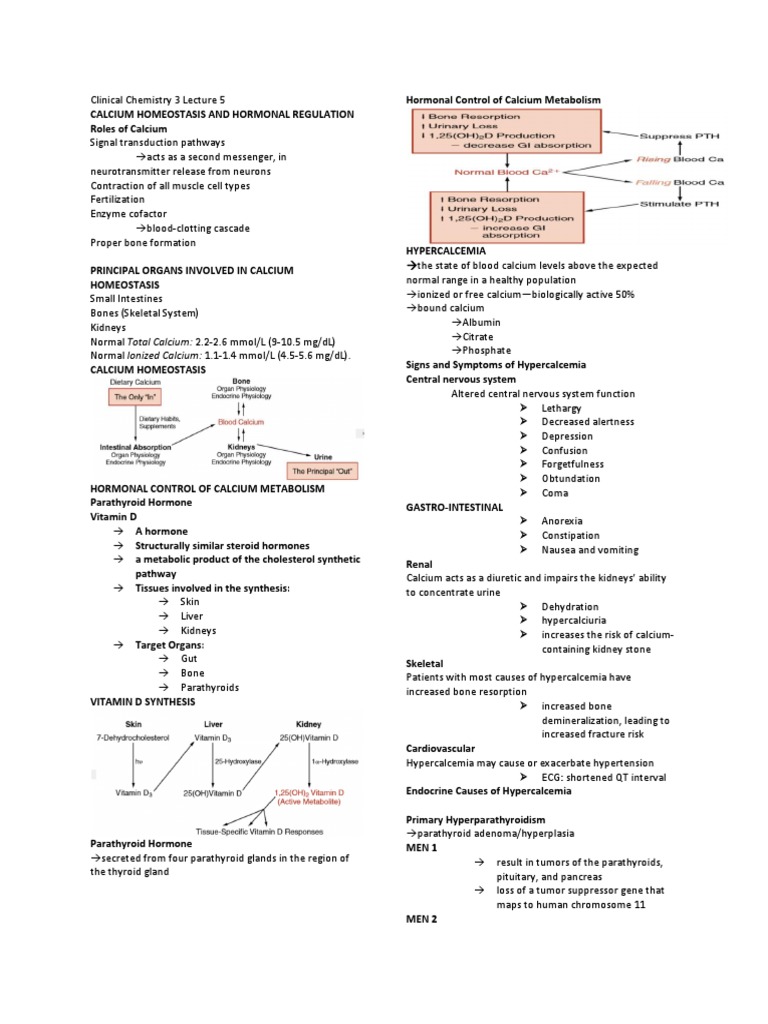 Lecture Notes CALCIUM HOMEOSTASIS | PDF | Alanine Transaminase | Hepatitis