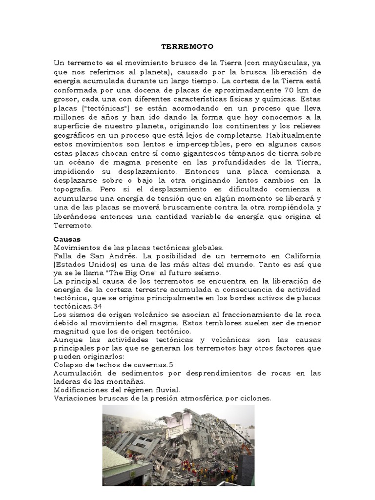 Causas y características de terremotos y volcanes | PDF