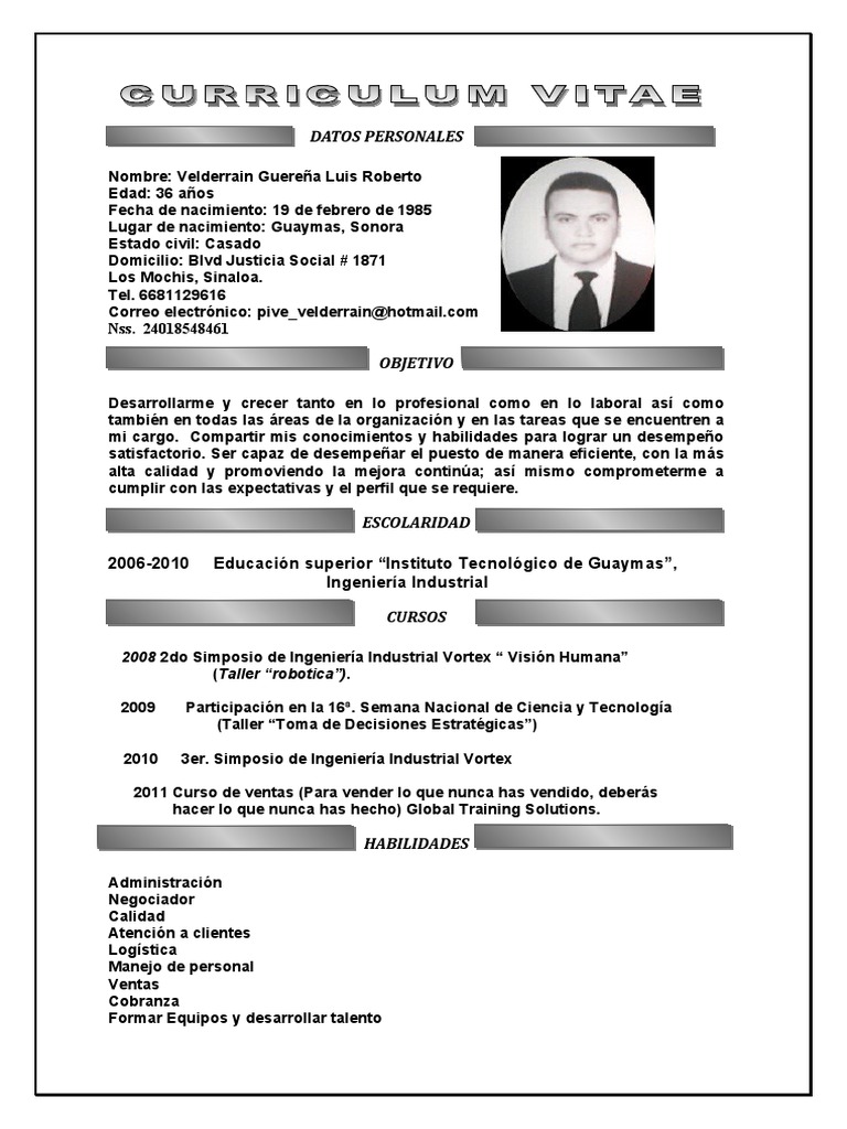 CV Roberto Velderrain | PDF | Logística | Business