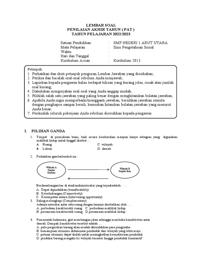Soal PAS IPS Kelas 7 K13 | PDF